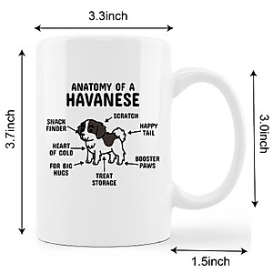 kunlisa Funny Havanese Mug Cup,Anatomy of a Havanese Ceramic Mug-11oz Coffee Milk Tea Mug Cup,Gifts For Dog Lovers Havanese Mom Dog Mom Women Men Teen Girls,Pet Lovers Coworkers Gifts