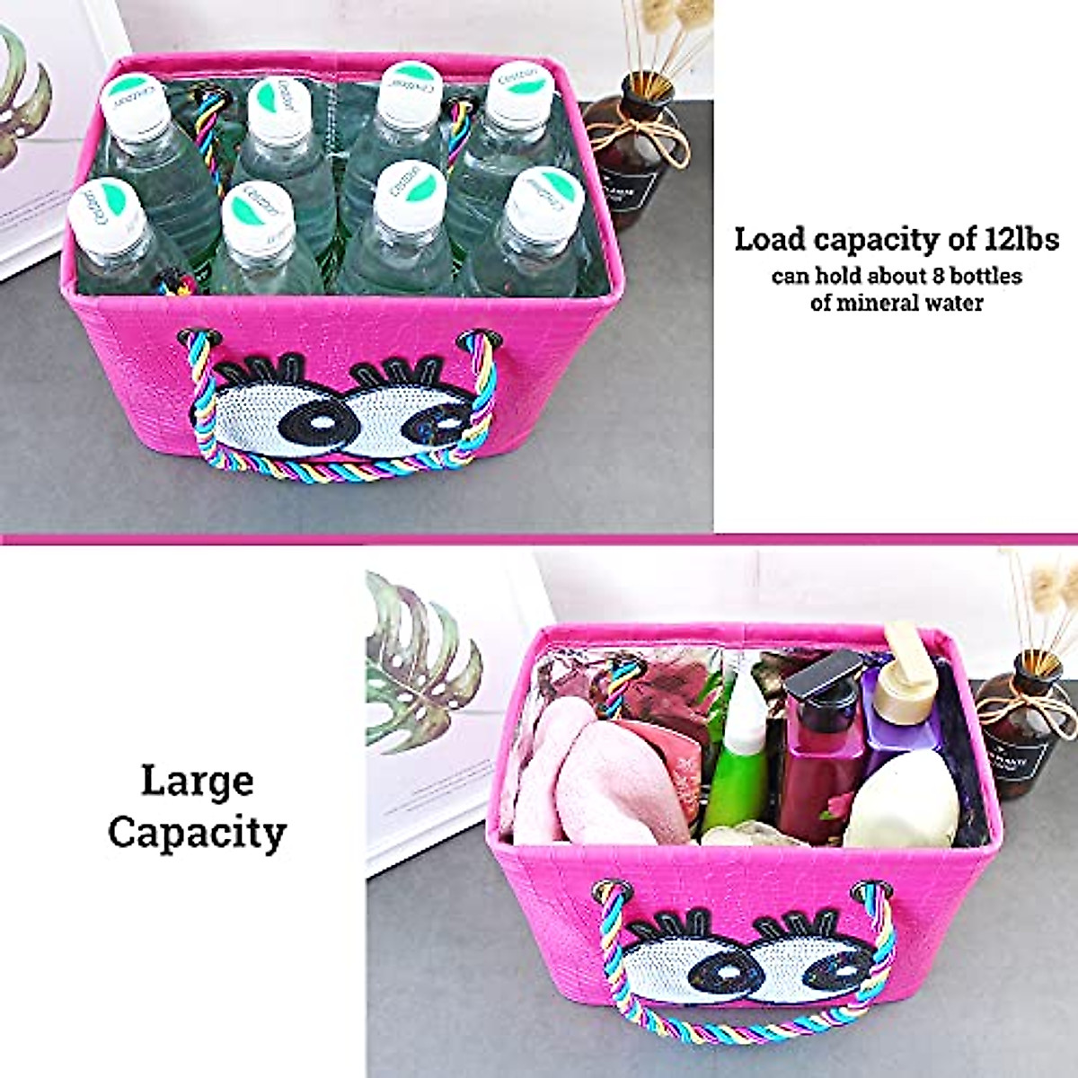 Shower Caddy Portable Folding Utility, Shower tote bag clear, for College Dorm Room Essentials Beach Caddy Tote Bag with Mesh Bottom Handles (Pink)