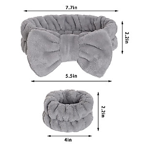 hoyuwak 12Pcs Headbands Wristbands Set for Washing Face, Knotted Spa Head Bands Wrist Towels Skincare Hair Bands Arm Bands for Womens Girls Makeup Facial Bath(White, Pink, Blue, Gray)