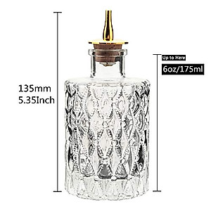 Bitters Bottle - Jewel Bitter Bottle For Cocktail, 6oz / 175ml, Glass Dahs Bottle With Gold Plated Cork Dasher Top - DSBT0011 (1, Gold)