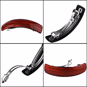 Elcoho 6 Colors Retro Large Hair Barrettes Acrylic Automatic Barrettes Hair Pins for Women Ladies Daily Wearing