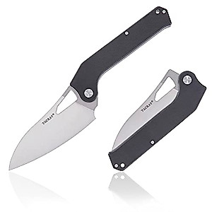 TACRAY Folding Kitchen Chef Knife, Foldable Camping Knife with VG10 Stainless Steel Blade, Anti-skidding and Ergonomic Designed G10 Handle for both Indoor and Outdoor Cooking