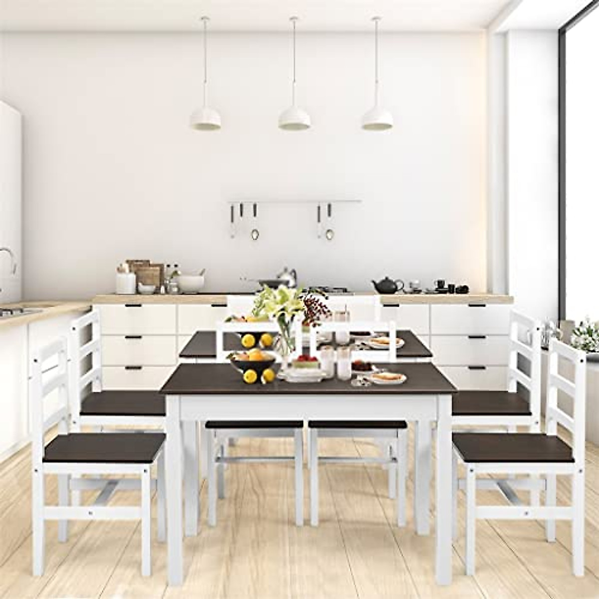 MFCHY 5 Piece Cutlery Set Solid Wood Compact Kitchen Dining Table and 4 Chairs Furniture