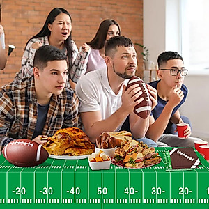 Oigco 3 Packs Party Football Tablecloth（54"x 108"）, Football Theme Party Plastic Touchdown Table Cover for Birthday Party Decorations Tailgate Football Party