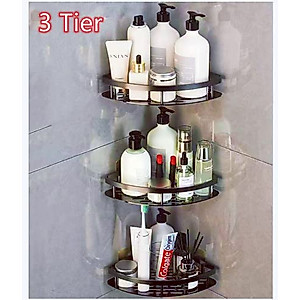 Fuyuxinmaichang 3-Tier Corner Shower Caddy,Bathroom Corner Shelves,Shower Shampoo Organizer Storage Rack Holder for Toilet Accesso (Black)