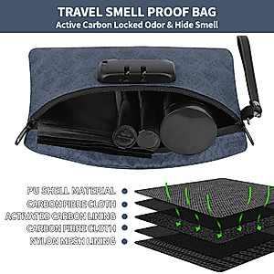 Smell Proof Bag, Smell Proof Stash Box, Smell Proof Containers with Combination Lock, Money Safe Pouch, Odor Proof Case Storage Bags for Travel, Smell Proof Case with Smell Proof Bags (Blue)