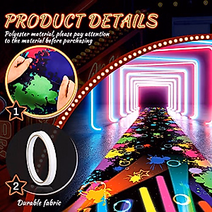 Neon Carpet Runner Neon Party Decorations Glow in The Dark Carpet Runner 80s Carpet Rug Neon Aisle Runner Light up Dance Floor Fluorescent Neon Birthday Wedding Christmas Party Supplies Favors,10 ft