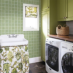 Commomy 10 Pcs Matte Sage Green Peel and Stick Wall Tile,11.8"X11.8" Ultralight PVC Wall Panels 3D Square Peel and Stick Backsplash for Kitchen,Bedroom,Living Room,Bathroom,RV