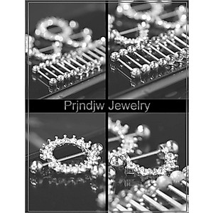 Prjndjw Silver-Tone, 16G, 9/16in(14mm) L, 8 Pairs 5mm Ball Surgical Steel Nipplerings Nipple Tongue Rings CZ Acrylic Barbell Body Piercing Jewelry