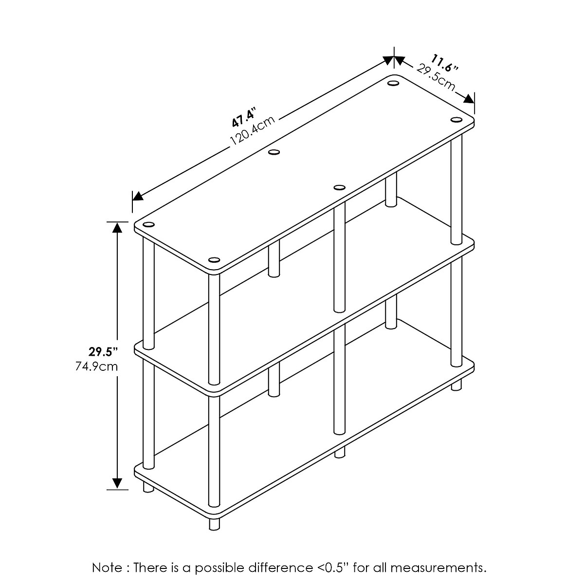 Furinno Turn-N-Tube 3-Tier Double Size Storage Display Rack, Espresso/Black & Turn-N-Tube 4-Tier Multipurpose Shelf Display Rack, Square Tube, Espresso/Black, Plastic Pole 2 x 2