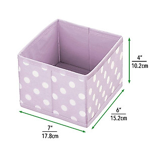mDesign Soft Fabric Polka Dot Dresser Drawer and Closet Storage Organizer, Bin for Child/Kids Room, Nursery, Playroom, Bedroom, 2 Pack - Light Purple/White