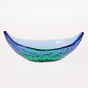Toyo Sasaki Glass WA3305 Small Bowl, Blue/Green, Approx. 4.7 x 2.4 x 2.0 inches (12 x 6 x 5 cm), Coral Sea, Boat Shape, Made in Japan