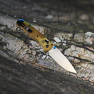 HUAAO EDC Bugout Knife, Axis Lock Knife with 2.9 Inch 440C Steel Blade Ultem Handle, Camping Folding Pocket Knife with Thumb Stud Pocketclip