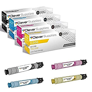 CS Compatible Toner Cartridge Replacement for Ricoh C300 841295 Black 841296 Cyan 841297 Magenta 841298 Yellow Color Laser Aficio MP C300 Aficio MP C300SR Aficio MP C400 Aficio MP C400SR 4 Color Set