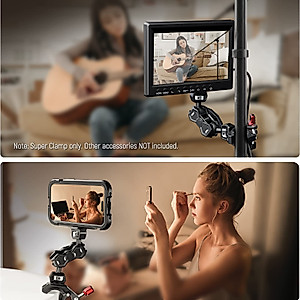 NEEWER Super Clamp with Cold Shoe and 1/4" 3/8" Threaded Holes, Max Load 4.4lb/2kg, Crab Shaped Camera Clamp Mount for Most Photography Accessories, Compatible with SmallRig Magic Arms, ST81