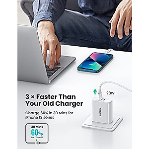UGREEN 40W Dual Port USB C Charger Block with Foldable Plug, PD USB-C Power Adapter, Compatible with iPhone 14/iPhone 14 Pro Max, iPhone 13/12/11,iPad Mini/Pro, Airpods, Apple Watch, S22/S20