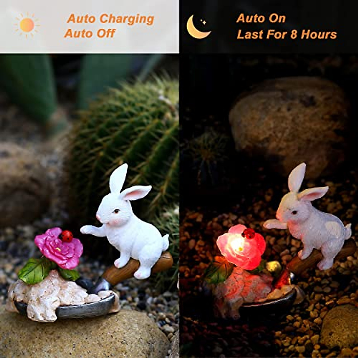 TOGYEUK Solar Rabbit Garden Statue - Outdoor LED Decor & Gift