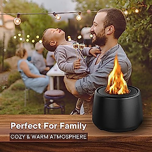 Ceramic Tabletop Fire Pit, Portable Ethanol Fire Bowl, Mini Rubbing Alcohol Fireplace Table Top Fire Pit Bowl Long Burning Smokeless Housewarming Gift with Indoor & Outdoor & Garden