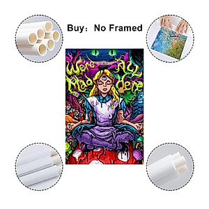 Alice Wonderland Poster Fabric Art Poster Fabric Prints 16x24 inch for Wall Decoration No Framed