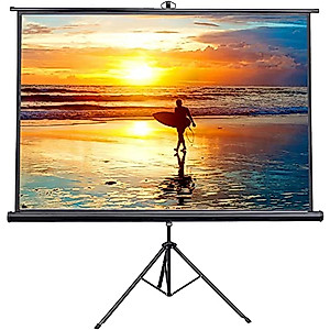 VIVO 100 inch Portable Indoor Outdoor Projector Screen, 100 Inch Diagonal Projection HD 4:3 Projection Pull Up Foldable Stand Tripod with Carrying Bag, Bundle