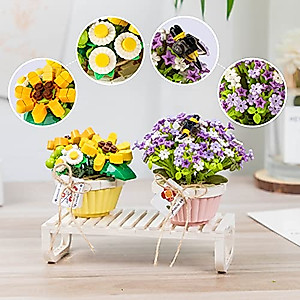 QLT Mini Bricks Flower Mini Sunflower Bonsai Tree Building Block Set 2PCS Botanical Collection Construction Building Toy, Creative Gift for Her Girls Women Adults 6+（Not Compatible with Lego Set ）