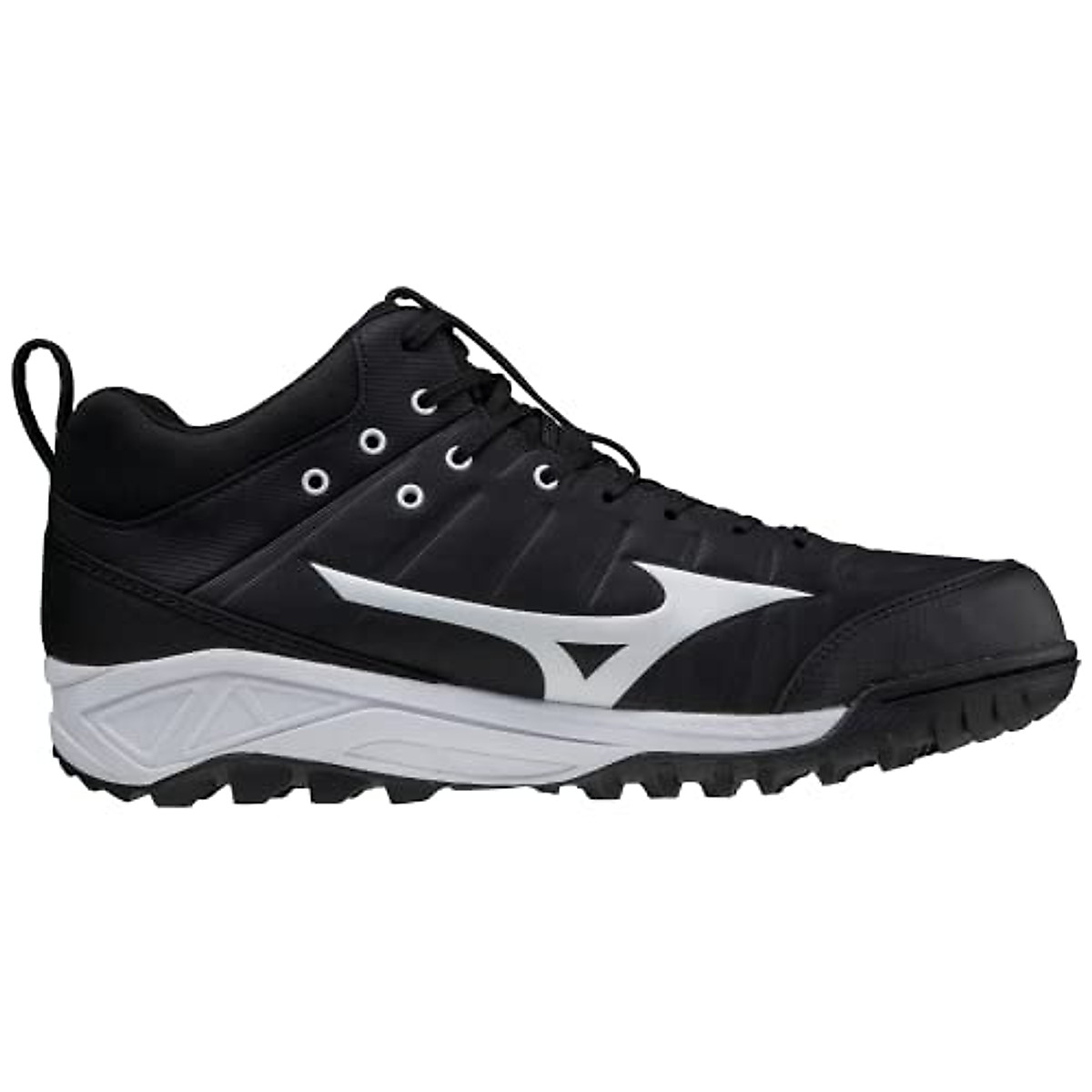 Mizuno Men's Ambition 2 All Surface Mid Turf Shoe, Black-White, 10.5