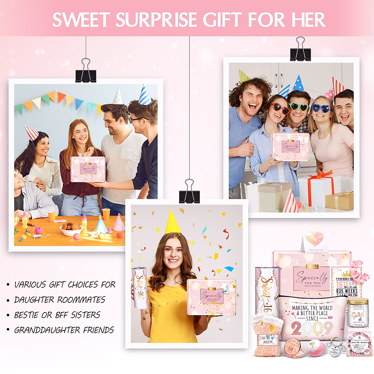 Sweet 16 Gifts for Girls, 16 Year Old Girl Birthday Gift Ideas, 16th Best Friend First Birthday Gifts For Teen Girl, Happy 16th Birthday Gift for Her, Girls, Daughter, Niece, Friends,Sister, Bestie