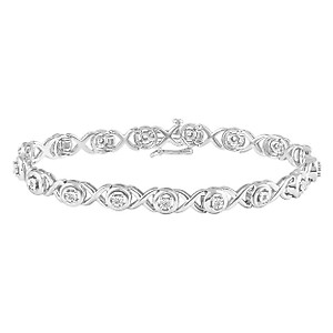 Fifth and Fine 1/6 Carat tw Natural Diamond XO Tennis Bracelet in 925 Sterling Silver