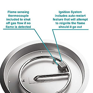 Celestial 19" Round Remote Control Fire Pit Burner Kit, Commercial Grade, Stainless Steel, Electronic Ignition, Propane
