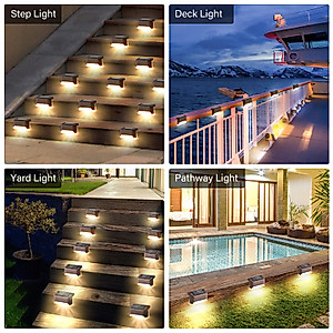 PSORLK Solar Deck Lights Outdoor, 16 Pack Solar Step Lights Waterproof LED Solar Powered Outside Patio Lights Decor Lighting for Fence Post,Wall,Railing,Yard,Step,Stairs,Deck and Pathway (Warm White)