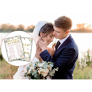 Bridal Shower Games - Would She Rather Wedding Party Game - Boho Floral Greenery Bachelorette/Engagement Party Supplies Activities - Pack of 30 Game Cards (A10)