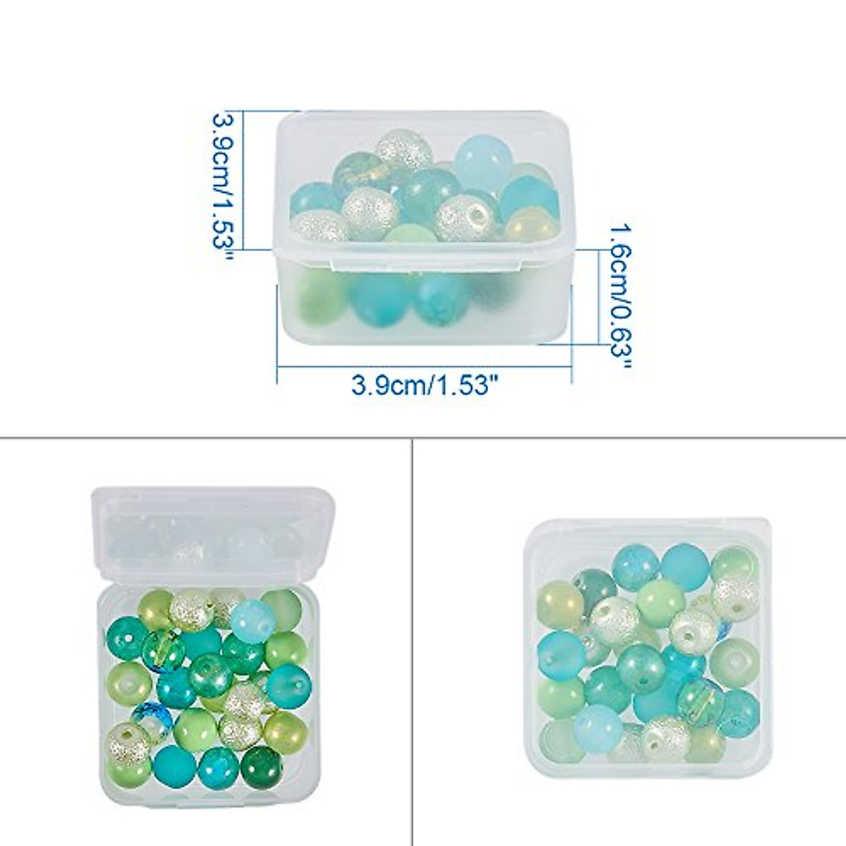BENECREAT 24 Pack Square Frosted Clear Plastic Bead Storage Containers Box Case with Lids for Items,Pills,Herbs,Tiny Bead,Jewerlry Findings, and Other Small Items - 1.53x1.53x0.63 Inches