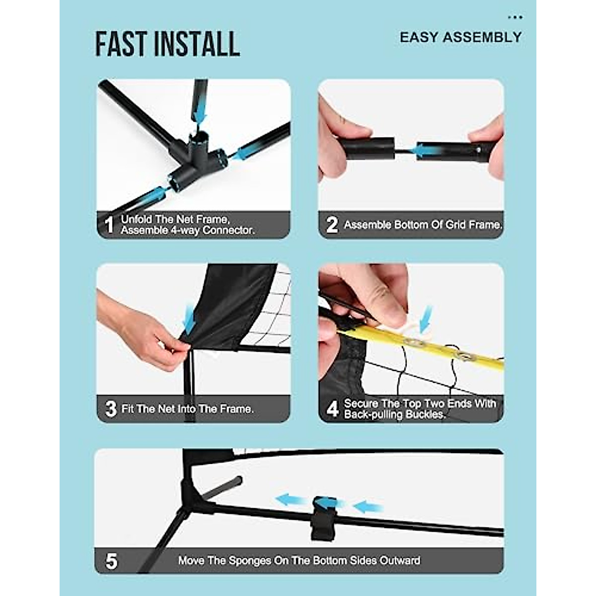 Brenchy Pickleball Set for Home Driveway - Includes 17ft Net, 4 Paddles, 4 Balls, 4 Cooling Towels, 1 Scoreboard, 1 Court Marker, 1 Tape Measure