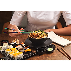 EMRSTORES Stainless Steel Chopsticks - Multicolor Reusable Chopsticks - 5 Pairs Dishwasher Safe Metal Chopsticks - Easy to Use - Square Lightweight Chop Sticks - Gift Set