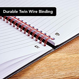 Black n' Red Notebook, Hardcover, Premium Optik Paper, Scribzee App Compatible, Environmentally Friendly, Durable Spiral Binding, 11" x 8 ", 70 Double-Sided Ruled Sheets, 1 Count (K67030)