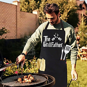 ALIPOBO Funny Grill Aprons for Men Dad - The Grillfather Apron - Funny Chef Cooking Grilling BBQ Apron with 2 Pockets - Birthday Father's Day Christmas Gifts for Dad, Step Dad, Father in Law, Husband