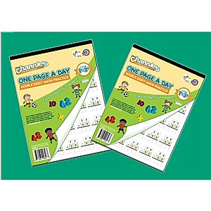 Channie’s One Page A Day Workbook, Double Digit Math Practice Worksheets, Total 100 Pages Front & Back (50 Sheets) in 2-Pack Set, Grades 1st, 2nd & 3rd, Size 8.5” x 11” (2 Pack)