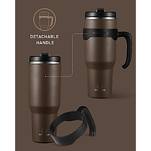Gpeng 30 oz Stainless Steel Tumbler with Detachable Handle - Leakproof and Insulated Water Bottle, Versatile for Hot or Cold Drinks