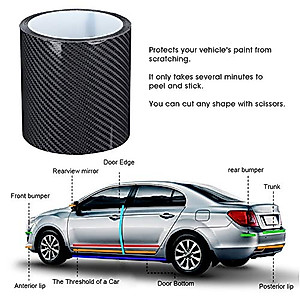 Protective Film for Cars, Carbon Fiber Protective Film Car Door Edge Guard Anti-Scratch Sticker Black(10CM*3M)