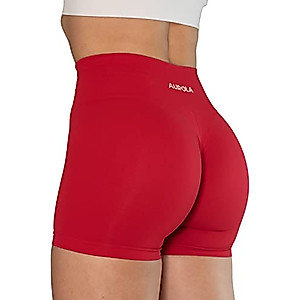 AUROLA Dream Collection Workout Shorts for Women High Waist Seamless Scrunch Athletic Running Gym Yoga Active Shorts Chinese Red