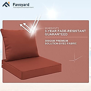 Favoyard Outdoor Seat Cushion Set 24 x 24 Inch Waterproof & Fade Resistant Patio Furniture Cushions with Removable Cover Deep Seat & Back Cushion with Handle and Adjustable Straps for Chair Sofa Couch