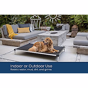 K9 Ballistics Chew Proof Elevated Dog Bed XXL - Chewproof - Aluminum - Ripstop Ballistic Fabric - Indestructible, Heavy Duty Dog Bed - Fits Inside XX-Large Crates 50"x33", Obsidian Black