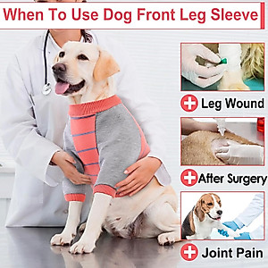 KOESON Dog Recovery Sleeve,Soft Dog Surgery Recovery Suit Front Legs Dog Sleeves for Wounds Front Legs,Dog Leg Sleeve to Stop Licking Dog Elbow Protector,Dog Cone Collar Alternative Orange
