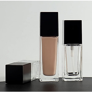 2 PCS 15ML (0.5 oz) Empty Refillable Cream Liquid Foundation Glass Container Pump Bottle Dispenser Storag Bottle for Travel