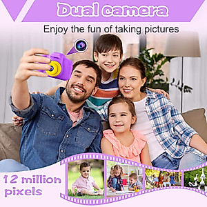 PROGRACE K1 Kids Digital Camera, Purple with 32GB Card, Unisex