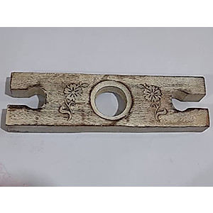 EARTHLY HOME Wine Bottle Rack White Wooden Wine Bottle & Glass Holder Handmade Antique Wood Stand for Wine for Two Glasses & Bottle Beautifully Handcrafted Antique Look Traditionally Handcrafted