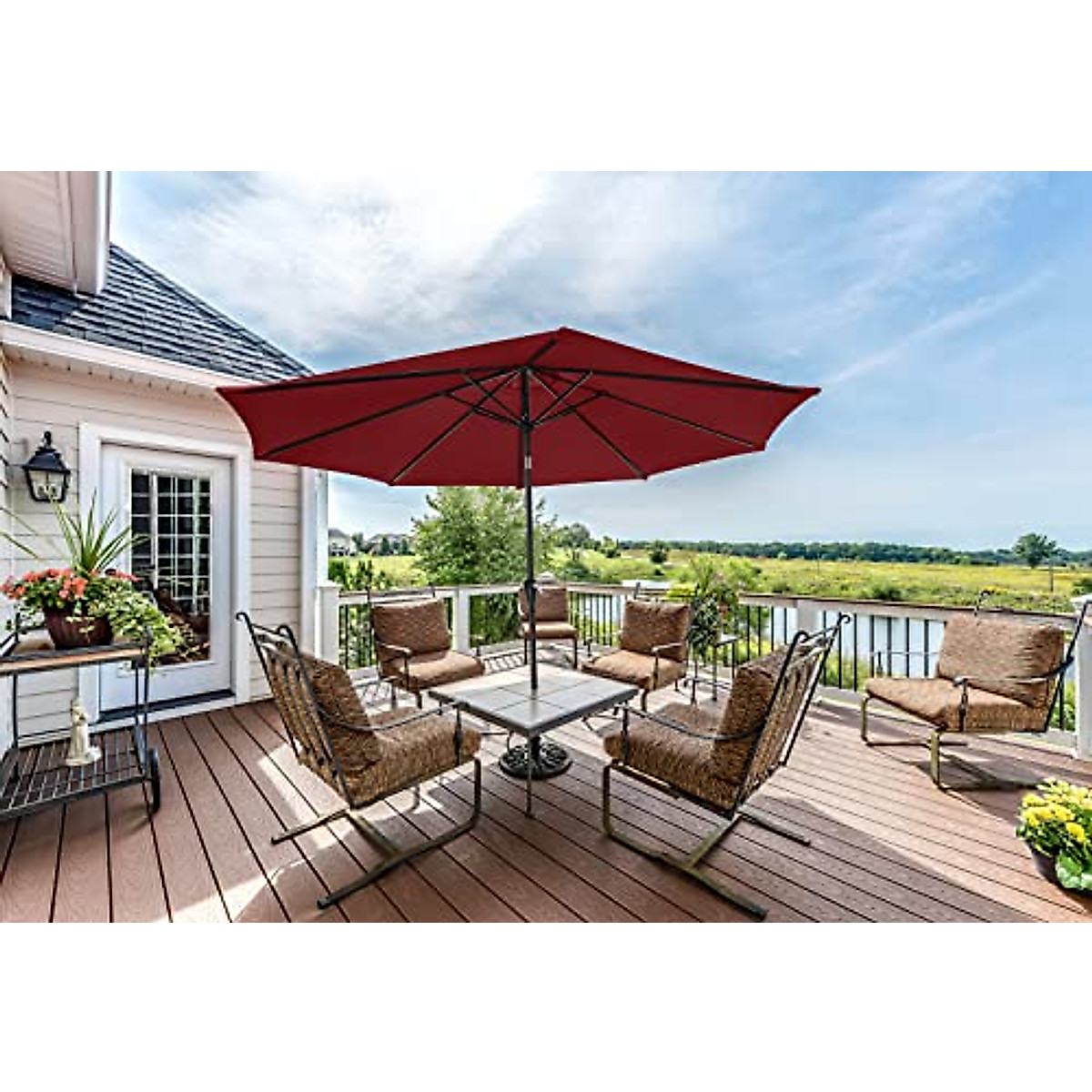 MASTERCANOPY Patio Umbrella for Outdoor Market Table -8 Ribs (10ft,Burgundy)