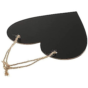 8.6 x 7 InchHanging Wooden Blackboard Erasable Message Chalkboard with String for Signs, Weddings, Parties, Home, Garden Decorations,3 Pcs (Heart Shaped)