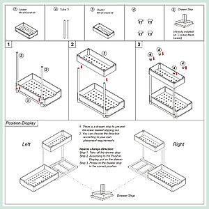 Under Sink Organizer, Bukfen Pull Out Cabinet Organizer 2-Tier Slide Out Sliding Shelf Under Cabinet Storage Multi-Use for Under Kitchen Bathroom Sink Organizers and Storage, 2 Pack