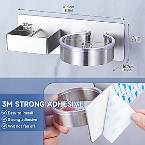 YAYINLI Hair Dryer Holder Wall Mounted, Hair Tool Organizer for Bathroom, Adhesive Blow Dryer Holder, Stainless steel Hair Dryer Hanger Hair Straightener Holder Curling Iron Holder for Barber Shops